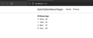 ASP.NET Data Tables | TutorialsEU